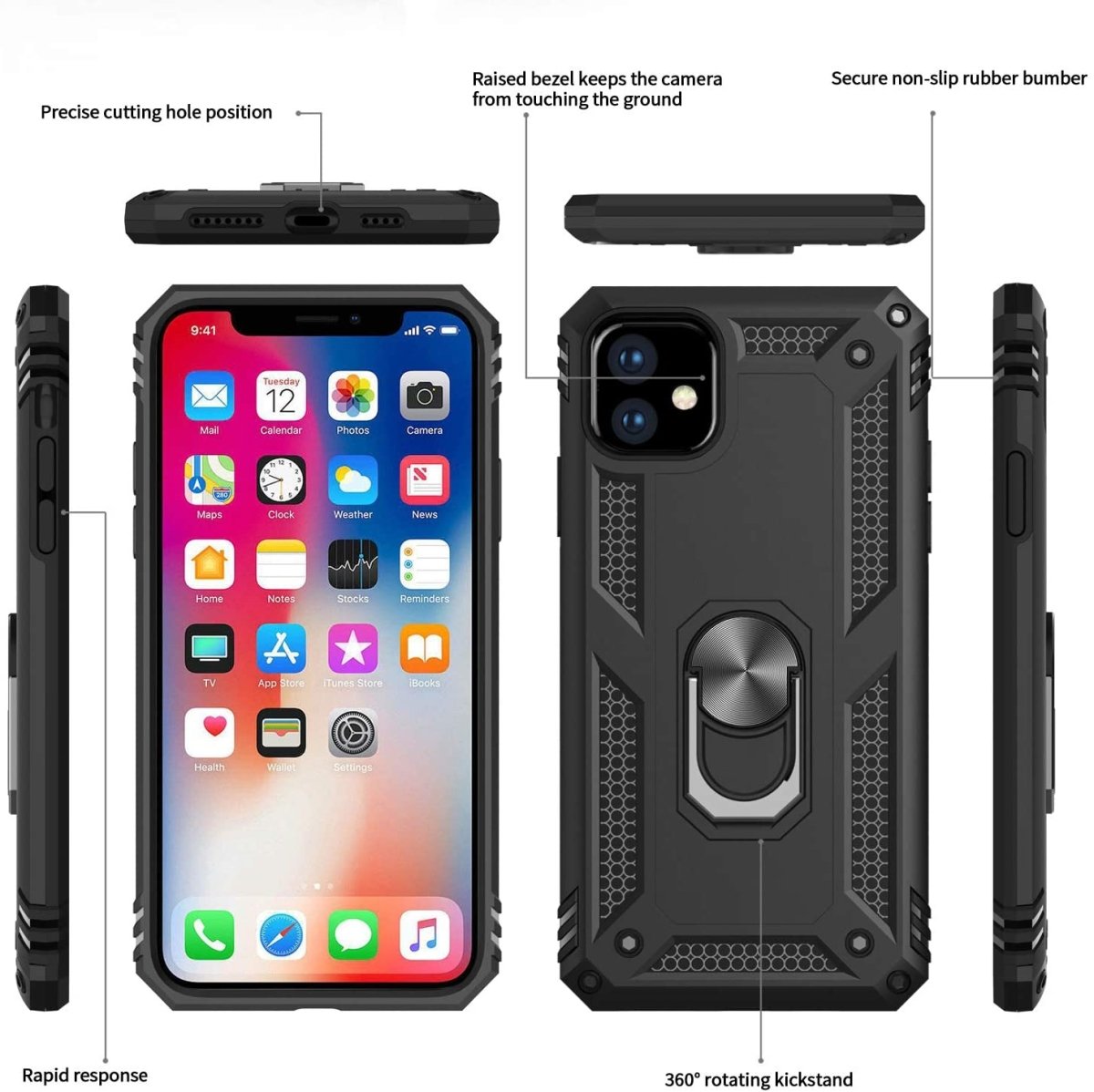 NATO iPhone Case With Kickstand For Series 15/16/17, Shockproof ...